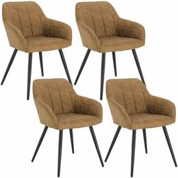 WOLTU 4 x Esszimmerstühle 4er Set Esszimmerstuhl Küchenstuhl Polsterstuhl Design Stuhl mit Armlehnen, mit Sitzfläche aus Stoffbezug, Gestell aus Metall,