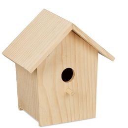 Deko Vogelhaus, Holz, Vogelhäuschen zum Aufhängen, HxBxT: 21 x 19 x 14 cm, Vogelvilla Garten, Balkon, natur - Relaxdays
