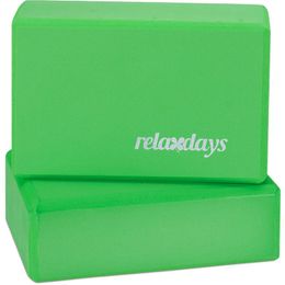 Relaxdays - Yogablock im 2er Set, Yoga-Klötze für Yoga-Übungen, Hartschaum, rutschfest, Yoga-Würfel hbt 8x23x15 cm, grün