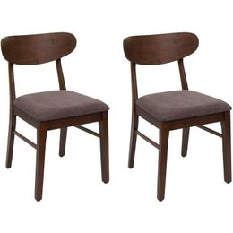 Neuwertig] 2er-Set Esszimmerstuhl HHG 698, Küchenstuhl Stuhl, Stoff/Textil Massiv-Holz dunkles Gestell, taupe - brown