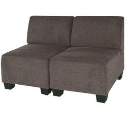 HHG - Modular 2-Sitzer Sofa Couch Moncalieri, Stoff/Textil braun, ohne Armlehnen - brown
