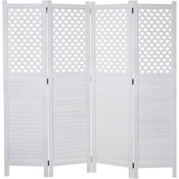 HHG - Paravent 914, Raumteiler Trennwand Sichtschutz, Ornamente 170x161cm weiß - white