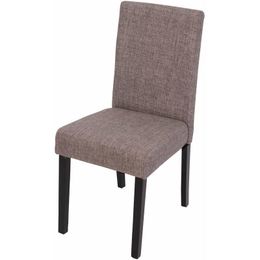 HHG 2er-Set Esszimmerstuhl Stuhl Küchenstuhl Littau Textil, grau, dunkle Beine - grey