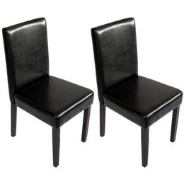 HHG Neuwertig] 2er-Set Esszimmerstuhl Küchenstuhl Stuhl Littau schwarz, dunkle Beine - black