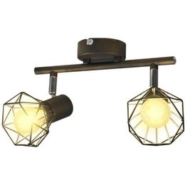 HOMMOO - Deckenstrahler Industrie-Stil Drahtgestell + 2 LED-Glühlampen schwarz VD09173