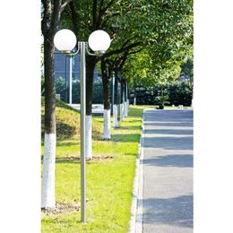 HOMMOO Gartenlampe Straßenlaterne 2 flammig 220 cm Edelstahl VD26156