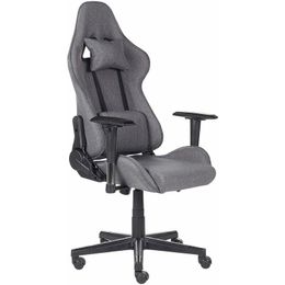 Beliani Gamings Stuhl in Dunkelgrau mit verstellbaren Armlehnen und höhenverstellbarer Fußstütze Modern - Grau