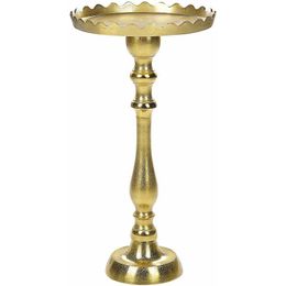 Beliani - Beistelltisch Gold Aluminium Rund 35 cm Antik-Optik mit Säulenfuß Glamourös Einbeinig Wohnzimmer Ausstattung Möbel Blumenständer - Gold