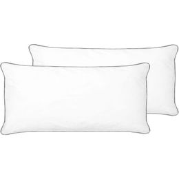 Beliani - Kopfkissen im 2er Set Weiß Baumwollbezug 40 x 80 cm Hoch mit Polyester-Füllung Rechteckig Weich Bettkissen für Allergiker Geeignet