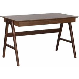Beliani - Schreibtisch Braun 120 x 70 cm 2 Schubladen Modernes Design - Dunkler Holzfarbton