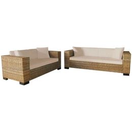 Sofa-Set 2-Sitzer und 3-Sitzer Echtes Rattan VD17400 - HOMMOO