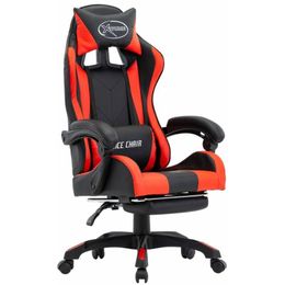 LONGZIMING Gaming-Stuhl mit Fußstütze Rot und Schwarz Kunstleder