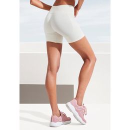 Lascana Funktionsshorts '-Seamless Po Push Up Shorts' beige Gr. XS (32/34) für Damen. Mit Logodruck. Figurbetont