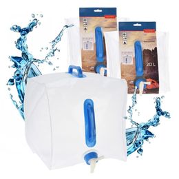 Spetebo - Faltbarer 20 Liter Wasserkanister mit Zapfhahn - 2er Set - Tragbarer Camping Wassertank – Wasser Behälter Beutel lebensmittelecht für