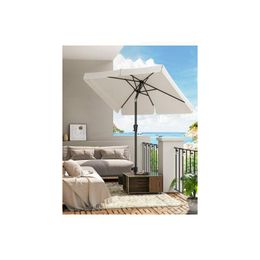 Songmics Sonnenschirm 200 x 150 cm, rechteckiger Balkonschirm, Sonnenschutz upf 50+, beidseitig um 30° knickbar, für Garten, Terrasse, ohne Ständer, beig