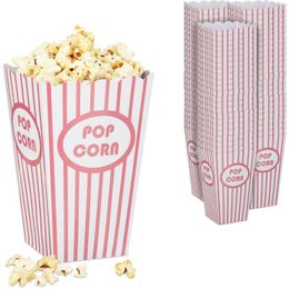 Popcorntüten, 72er Set, gestreift, Retro-Optik, Kino, Filmabend Zubehör, Pappe, Popcornbehälter, rosa/weiß - Relaxdays