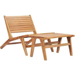 HOMMOO Gartenstuhl mit Fußablage Massivholz Teak YQvidaXL49366DE