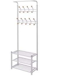 Garderobe mit Schuhablage 68x32x182,5 cm Weiß VD10009 - HOMMOO