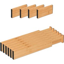Schubladentrenner, 10 tlg. Set, verstellbare Länge von 34 bis 44 cm, Bambus, Schubladenteiler Küche, natur - Relaxdays