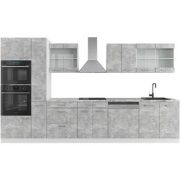VICCO - Küchenzeile R-Line 350cm Weiß/Beton Modern