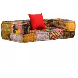 HOMMOO - 2-Sitzer Modulares Sofa mit Armlehnen Stoff Patchwork VD10996
