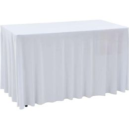 2 Stück Stretch-Tischdecken mit Rand 120 x 60,5 x 74 cm Weiß - HOMMOO