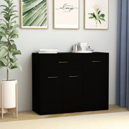 LONGZIMING Sideboard Schwarz 88×30×70 cm Spanplatte