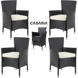 Casaria® Polyrattan Gartenstühle Stapelbar inkl. Auflagen 160kg Belastbarkeit Wetterfest Outdoor Garten Terrasse Balkon Stuhl Sessel Stapelstuhl