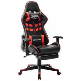 LONGZIMING - Gaming-Stuhl mit Fußstütze Schwarz und Rot Kunstleder
