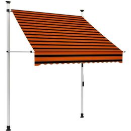 LONGZIMING Einziehbare Markise Handbetrieben 150 cm Orange und Braun