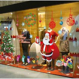 LONGZIMING Weihnachts-Fensteraufkleber, Weihnachtsmann-Aufkleber, DIY-Dekoration, Weihnachts-Fensteraufkleber, Wandaufkleber, abnehmbare statische Aufkleber
