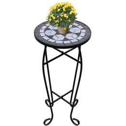 LONGZIMING Mosaik Beistelltisch Tisch Bistrotisch Blumenständer Schwarz