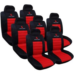 7er Sitzbezüge Auto Einzelsitzbezug universal Größe, Komplettset, Rot - Schwarz-Rot - WOLTU