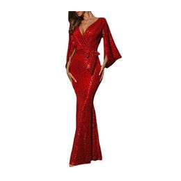 AFAZ New Trading UG Abendkleid Damen kleid V-Ausschnitt bodenlanger Rock Bankettkleid Partykleid