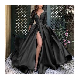AFAZ New Trading UG Abendkleid Damen kleid V-Ausschnitt langer Rock Schwanz Bankettkleid Partykleid