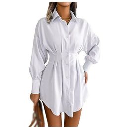 AFAZ New Trading UG Blusenkleid Damen kleid Laternenärmel Hemdkleid Anzugrock A-Linien Tunika Rock
