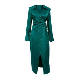 AFAZ New Trading UG Blusenkleid Damen kleid Langarm Hemdkleid mit Schlitz Anzugrock A-Linien-Rock