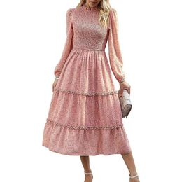 BlauWave Dirndl Damen A Linie Kleid Blumenkleid Elegant (1-tlg.