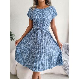 BlauWave Druckkleid Sommerkleid mit bedrucktem Rundhalsausschnitt (Strandkleider