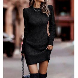 AFAZ New Trading UG Strickkleid Damen kleid Langarm Rundhals Etuikleid Pulloverkleid Tunika Rock