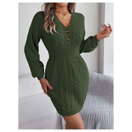 AFAZ New Trading UG Strickkleid Damen kleid Laternenärmel Pulloverkleid Freizeitkleid Etuikleid