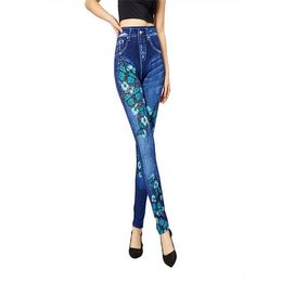 AFAZ New Trading UG Skinny-fit-Jeans Frühlings Denim Leggings für Damen Elastische Enge Neunte Hose