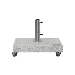 Granit Grundplatte ca. 140kg 80x80x8/14cm, grau, mit Rollen