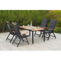 Merxx Tilos Set 9tlg 4 Sessel Kissen Tisch 150x90cm