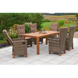 Merxx Toskana Set 13tlg 6 Hochlehner Kissen Tisch 185x90cm