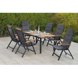 Merxx Tilos Set 13tlg 6 Sessel Kissen Tisch 150x90cm