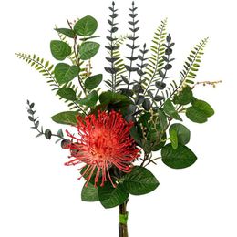 Kunstblumenstrauß Nadelkissenprotea-Mix-Bouquet Bouquet, Creativ green, Höhe 56 cm, orange