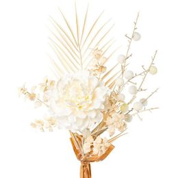 Kunstblumenstrauß Peonien-Mix-Bund Bouquet, Creativ green, Höhe 58 cm, weiß