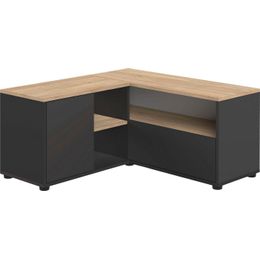 TemaHome Lowboard ANGLE, ideale Ecklösung, Schenkelmaße: 90x90 cm, braun|schwarz