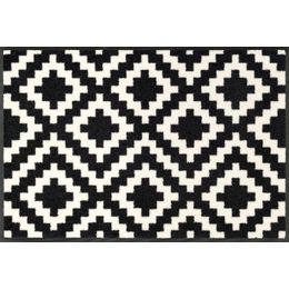 Fußmatte Kalmar, wash+dry by Kleen-Tex, rechteckig, Höhe: 7 mm, Schmutzfangmatte, rutschhemmend, waschbar, schwarz|weiß